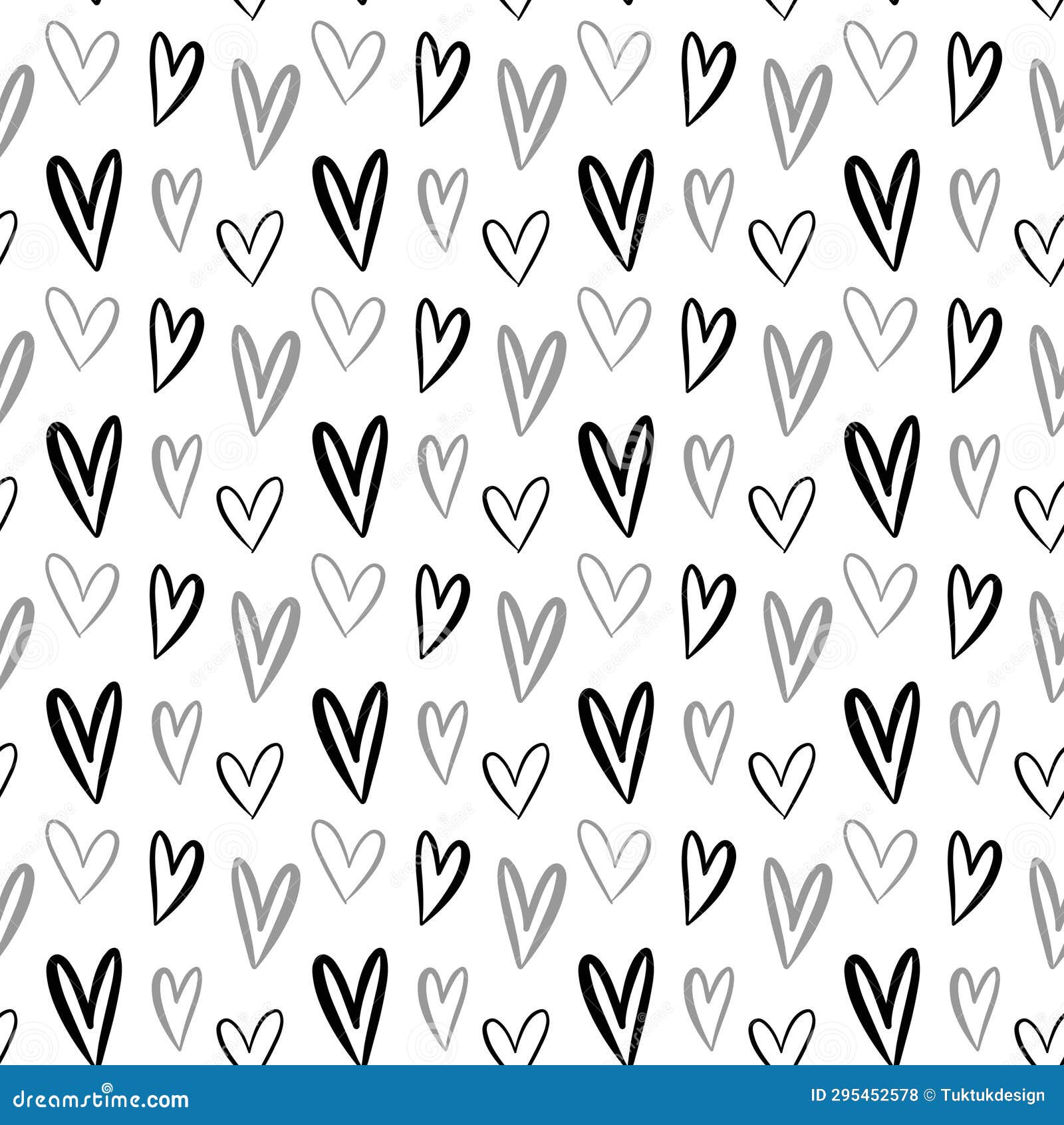 Heart Shape Vector Seamless Pattern Doodle Abstract Background Stock ...