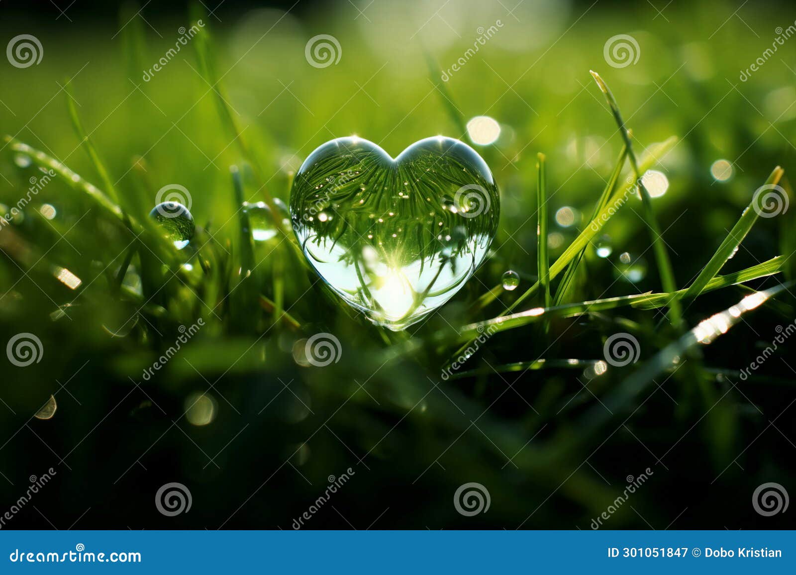 Heart Shape Water Drop in Grass Stock Illustration - Illustration of ...