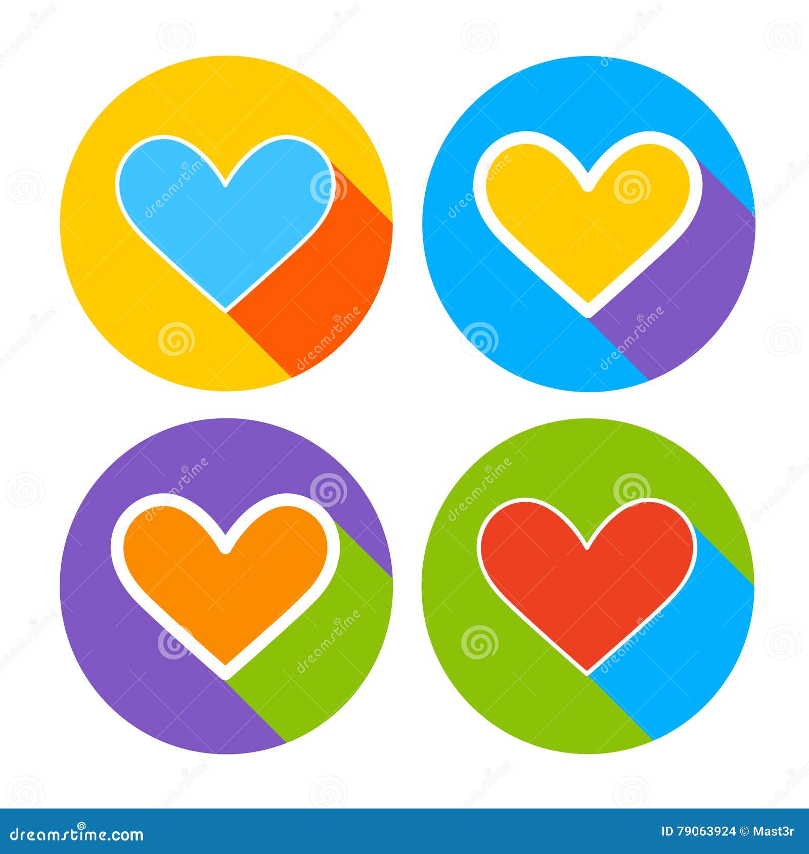 Heart Shape Web Icon Colorful Set Stock Vector - Illustration of ...