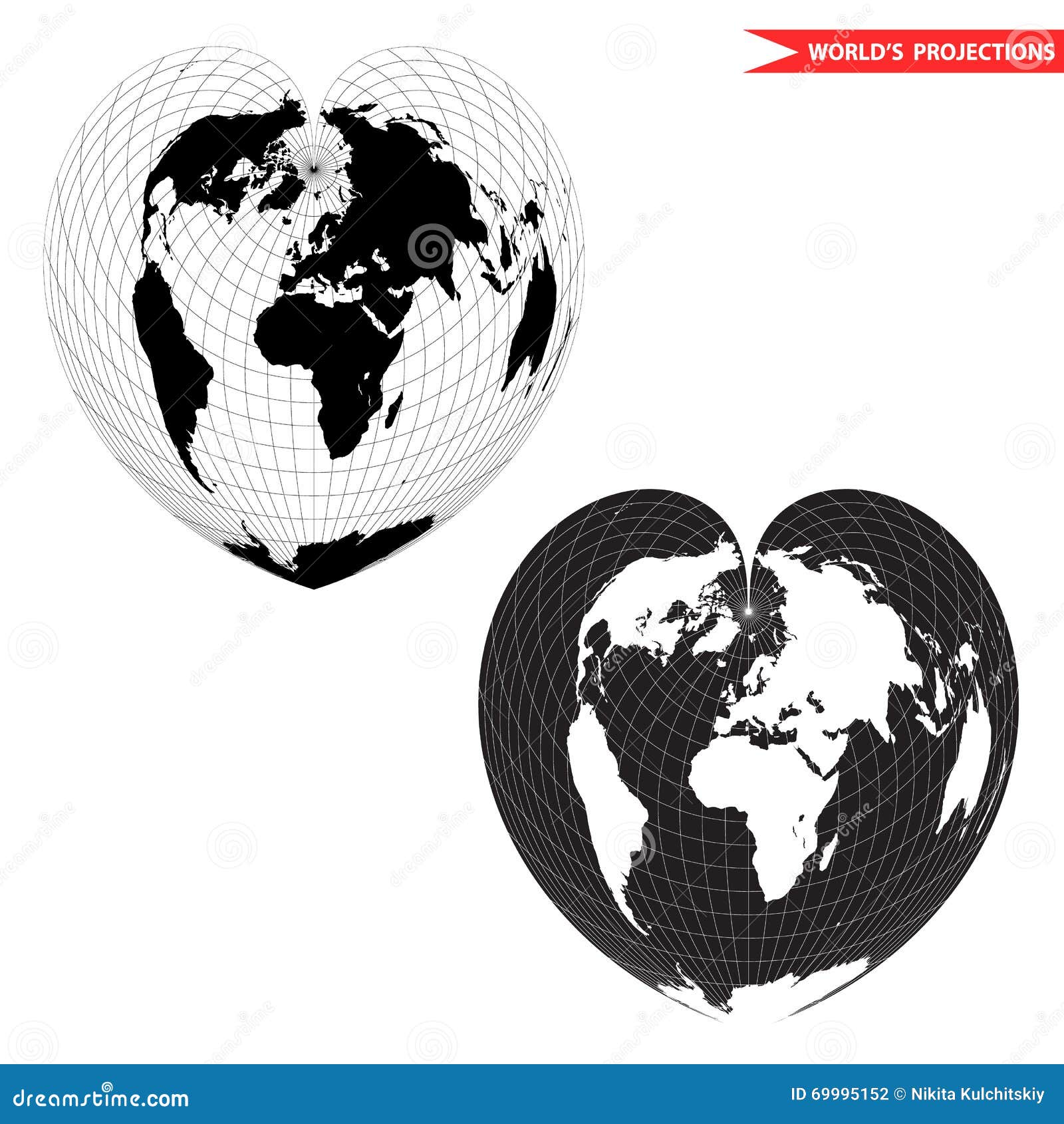 Heart shape world map stock vector. Illustration of globe - 69995152