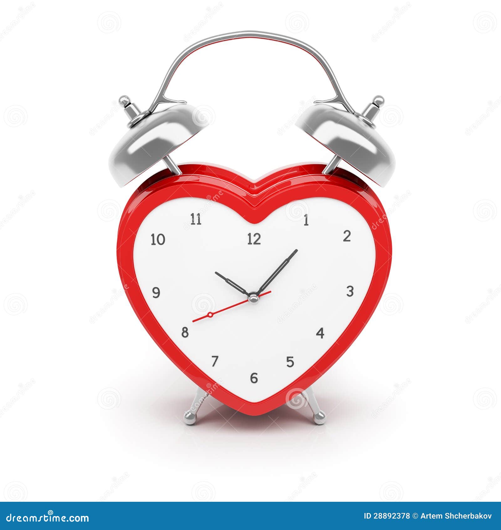 Heart shaped alarm clock stock illustration. Illustration of isolated ...