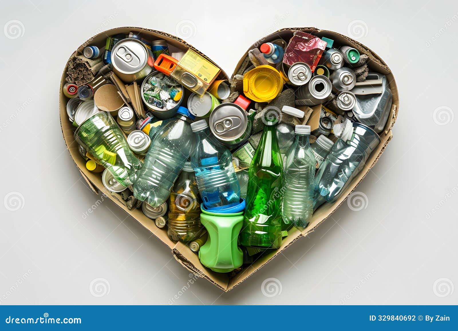 Heart-shaped Arrangement of Recyclable Materials Including Plastic ...