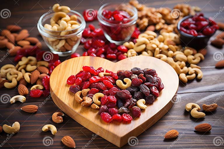 Heart-shaped Array of Mixed Nuts on a Table Stock Image - Image of ...