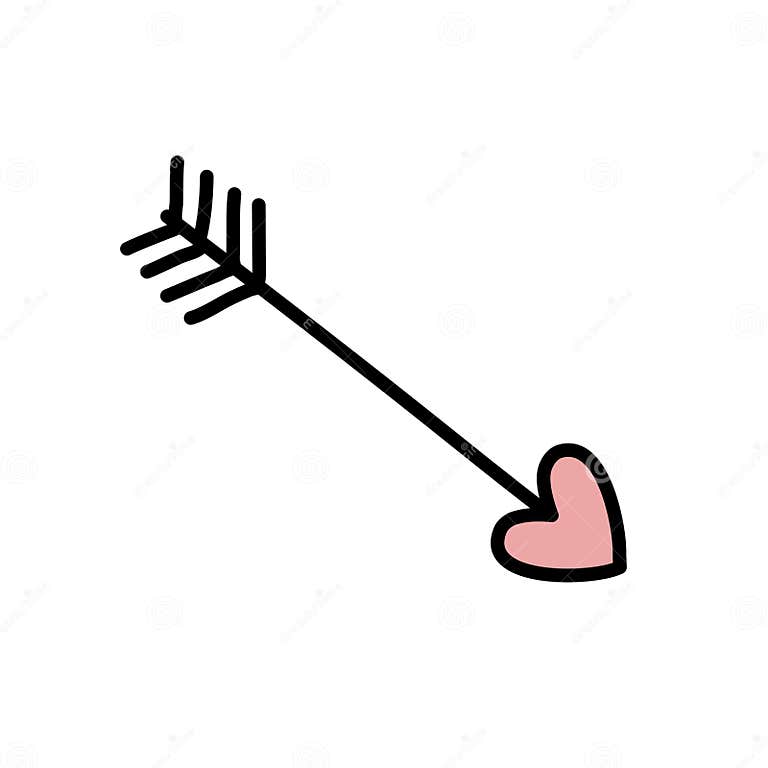 Heart-shaped Arrow. Doodle Vector Illustration Stock Illustration ...