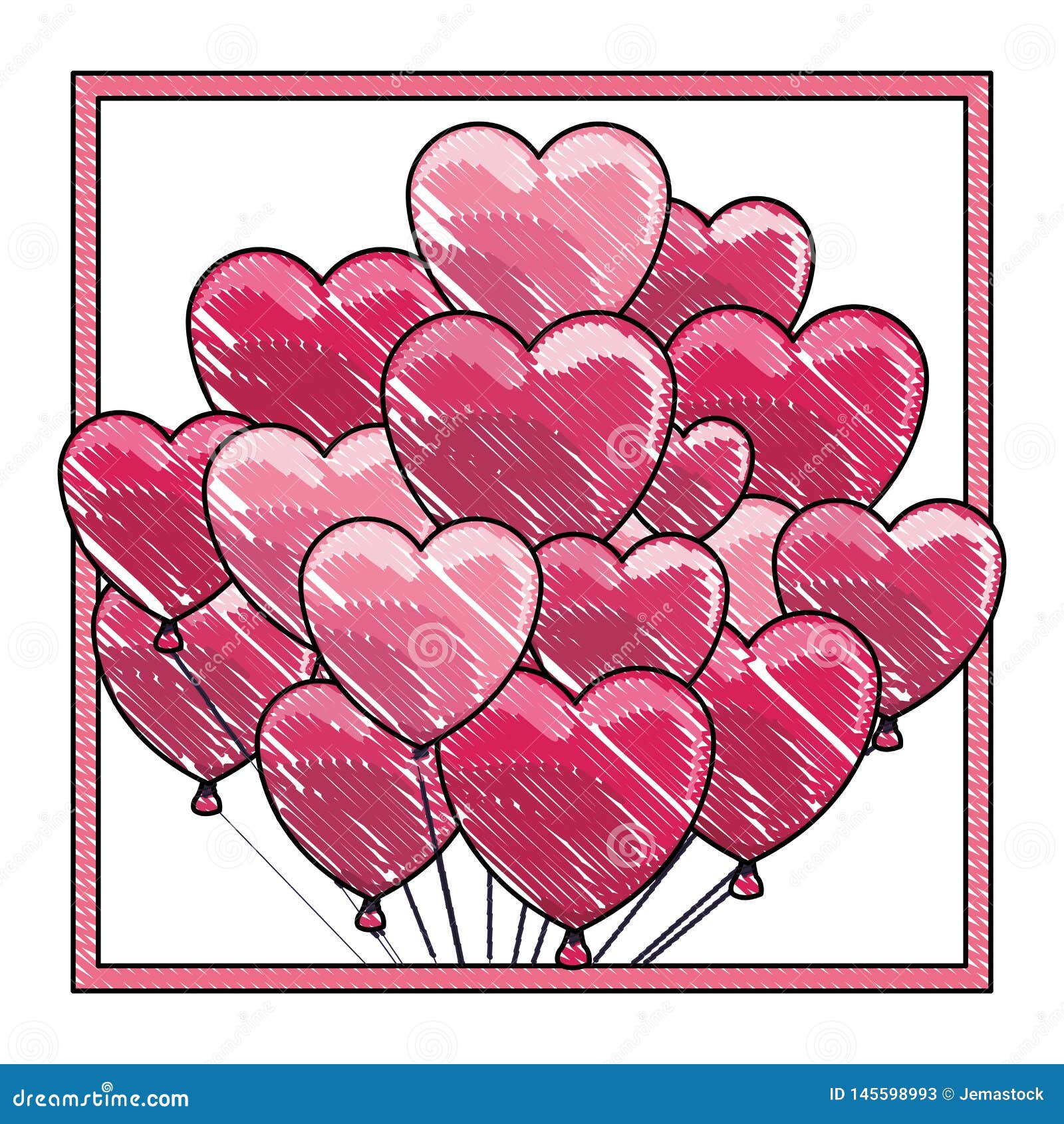 Heart Shaped Balloon on Frame Scribble Stock Vector - Illustration of ...