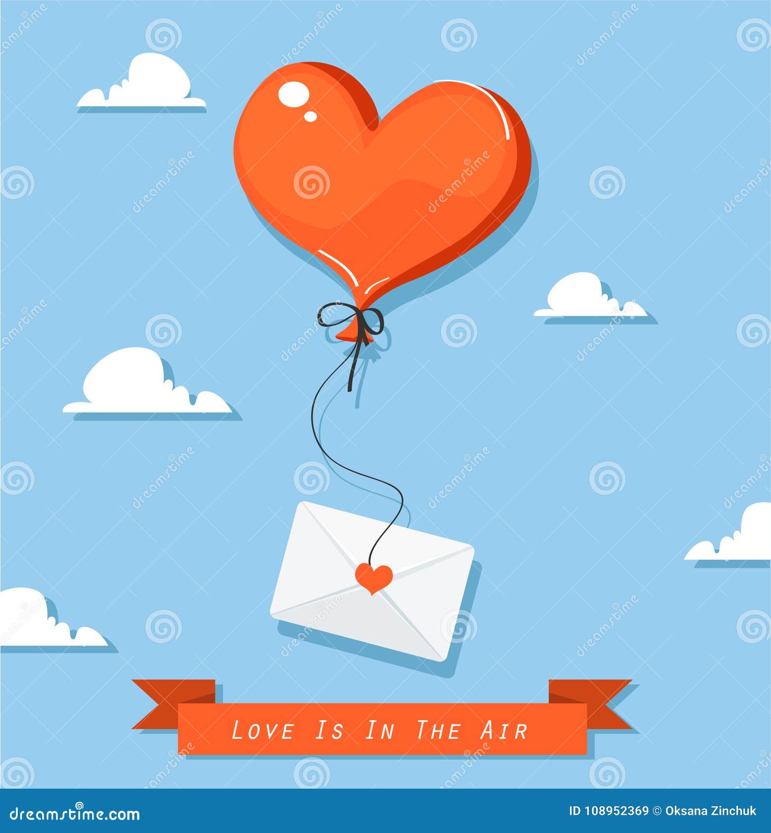 Heart-shaped Balloon with Mail Icon Stock Vector - Illustration of ...