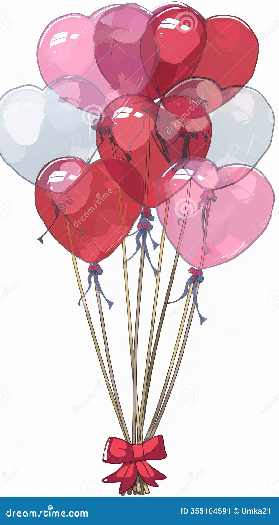 Heart-shaped Balloons Cluster with Red Ribbon for Celebrations and ...