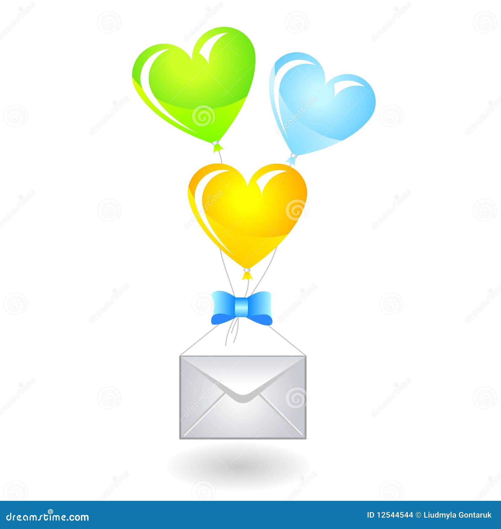 Heart Shaped Balloons with an Envelope Stock Vector - Illustration of ...