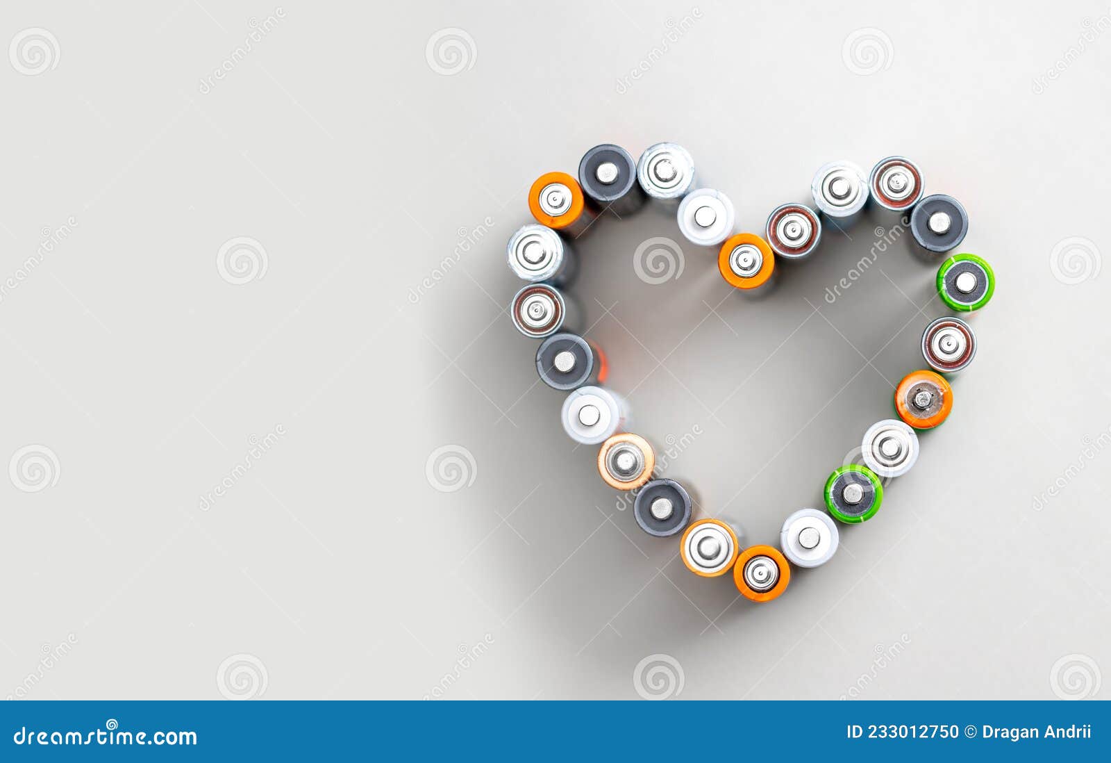 Heart Shaped Batteries. Template Copy Space for Text Stock Photo ...