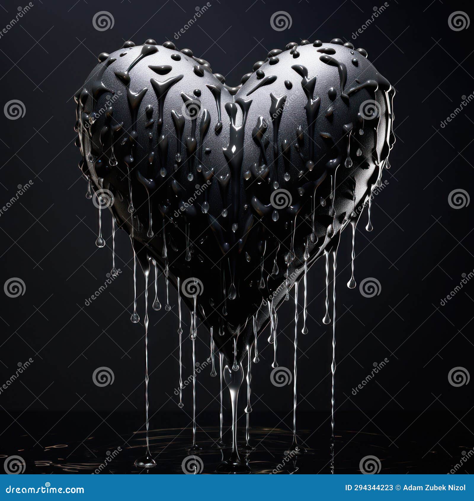 A Heart Shaped Black Object with Water Dripping Stock Illustration ...