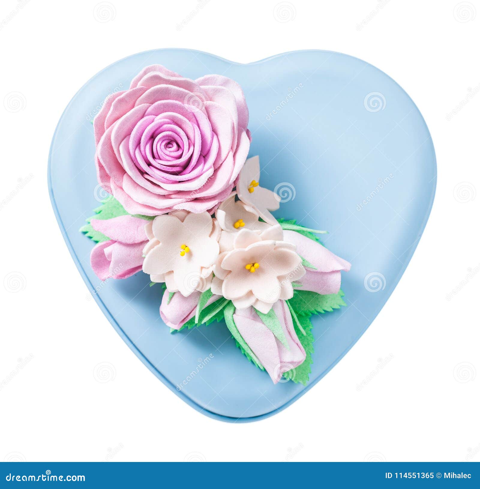 Heart-shaped Blue Present Box Isolated on White Stock Image - Image of ...