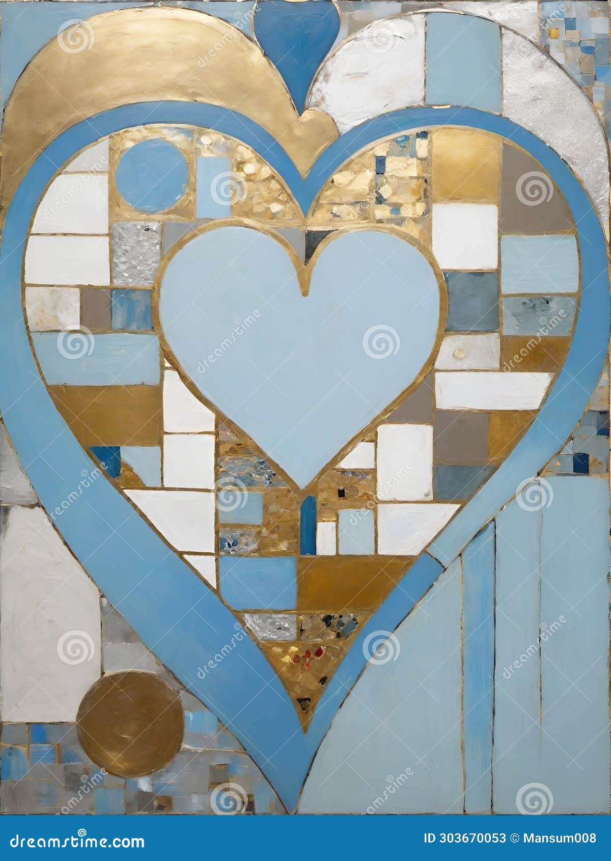 Heart Shaped Blue and White Wall Stock Illustration - Illustration of ...