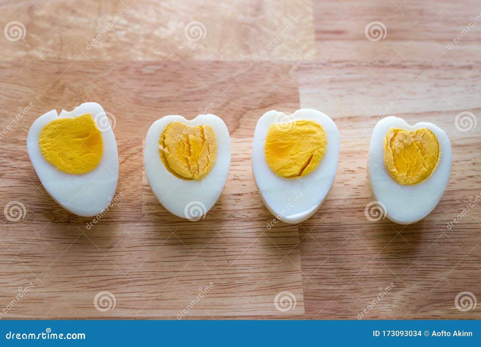 Heart Shaped Boiled Eggs on Wood Table Stock Photo - Image of meal ...