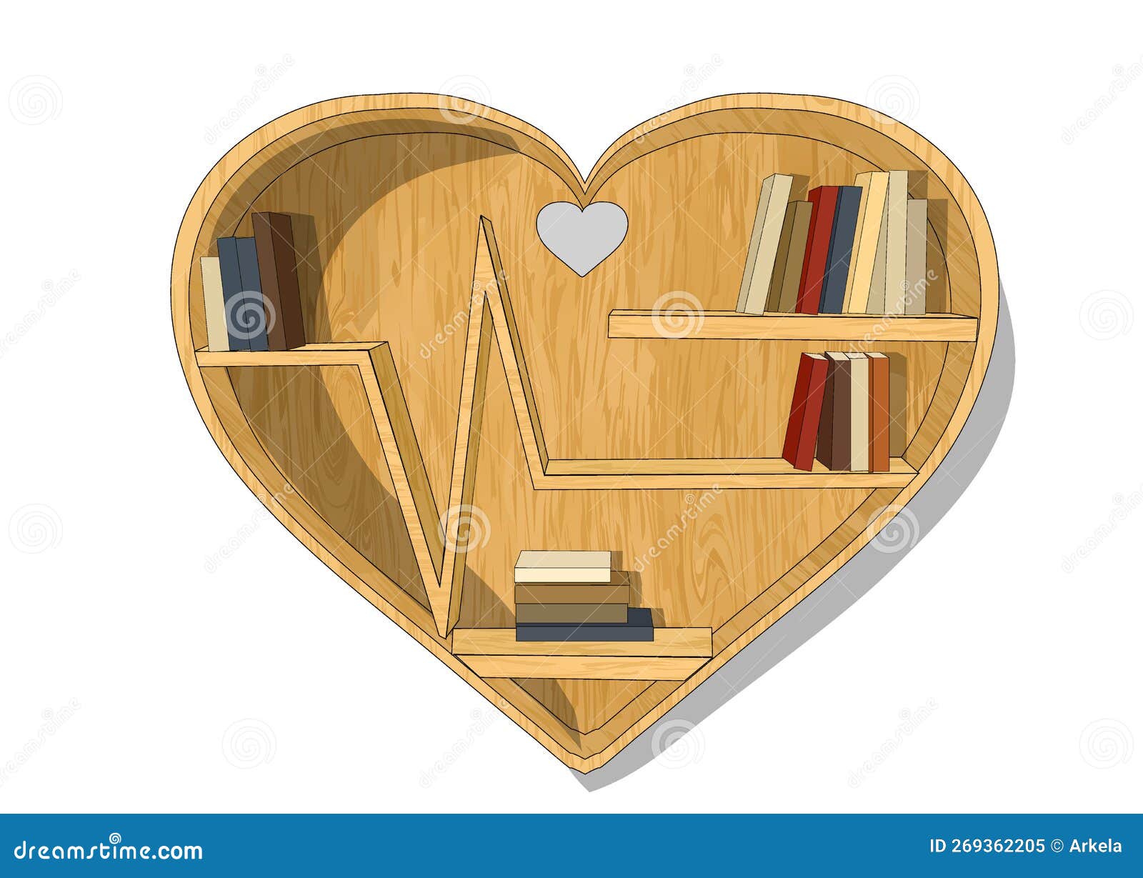 Heart shaped bookshelf stock vector. Illustration of shelf - 269362205