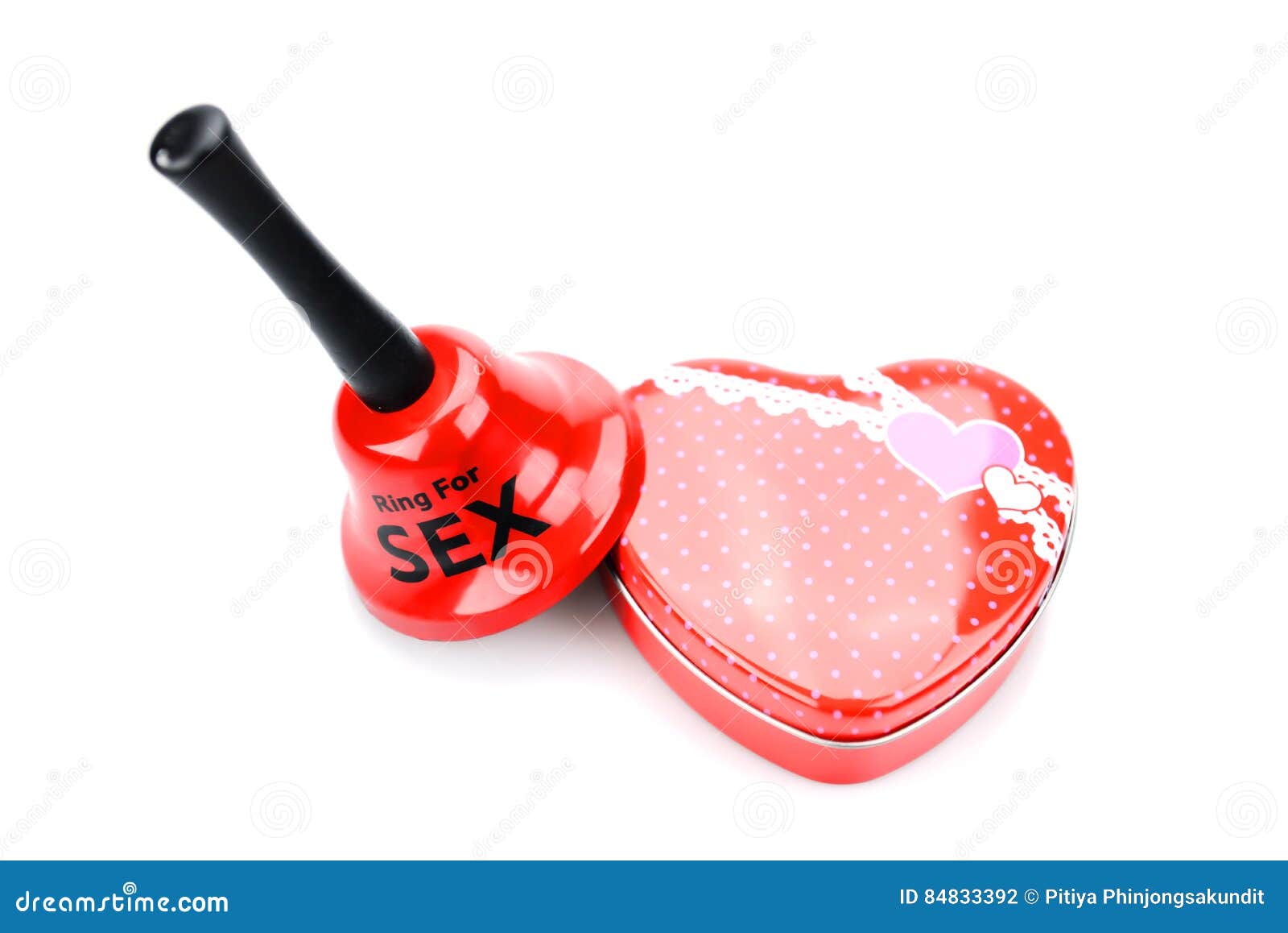 Heart Shaped Box and Bell on a White Background Stock Photo - Image of ...