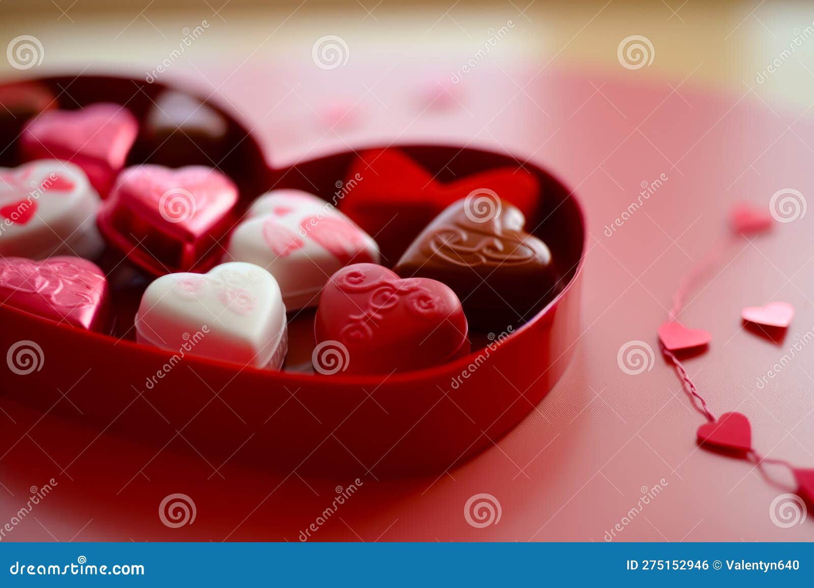 Heart Shaped Box Filled with Assorted Chocolates on Pink Surface ...