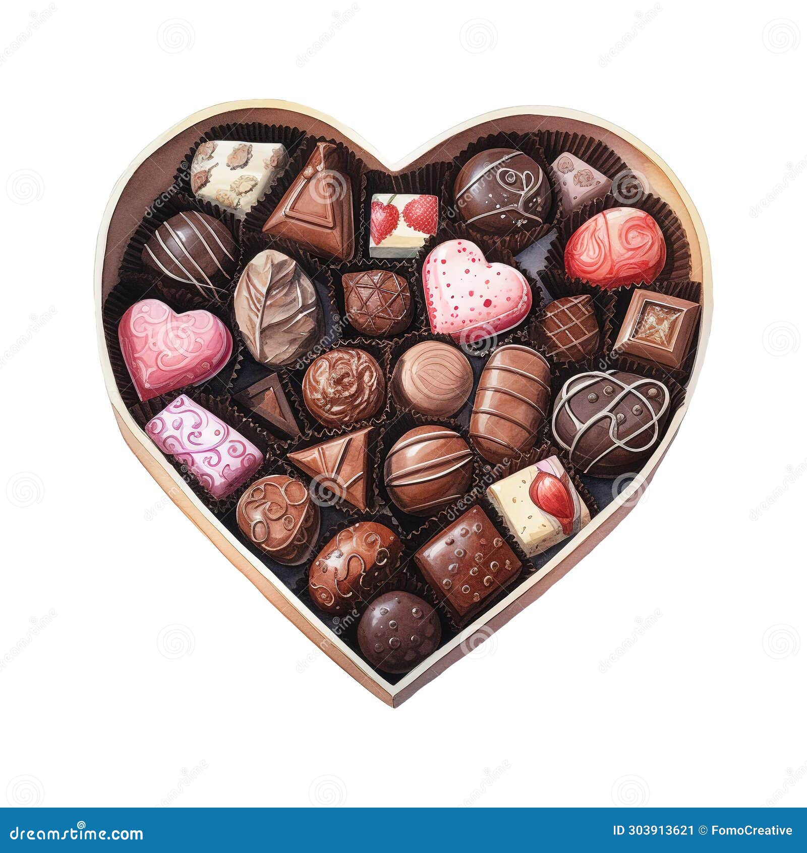 Heart Shaped Box Filled with Chocolates Stock Illustration ...