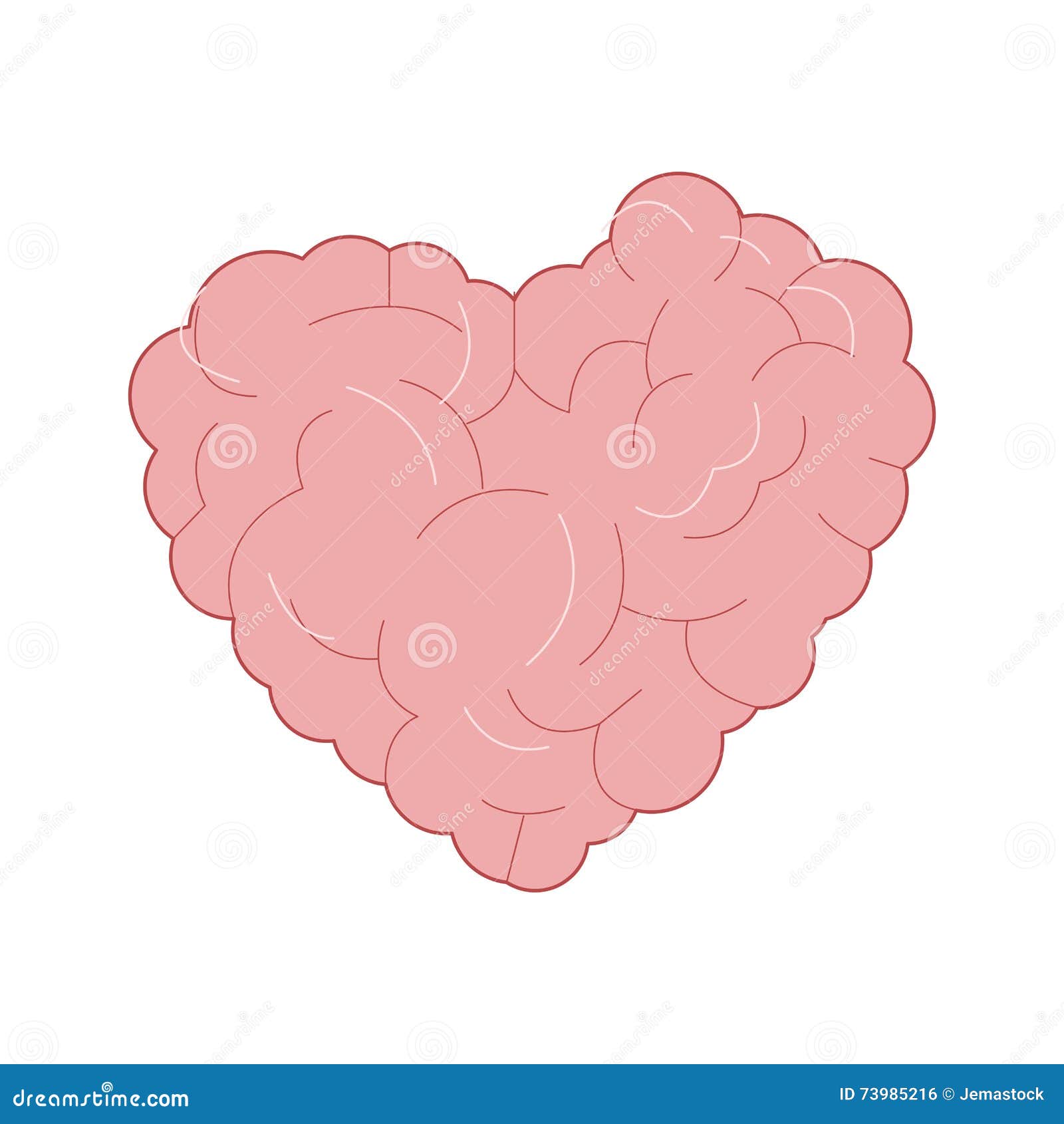 Heart shaped brain icon stock illustration. Illustration of pink - 73985216