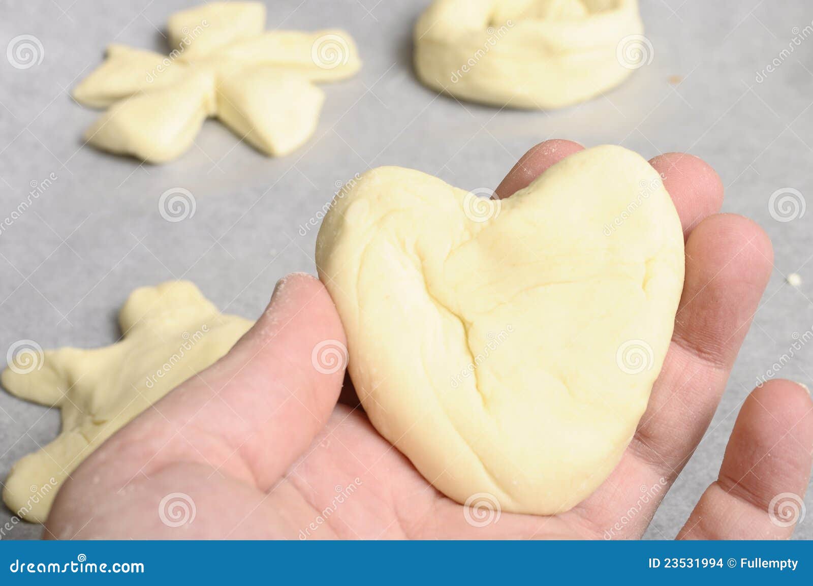 Heart-shaped Bread Dough for Baking Stock Photo - Image of dough, bread ...