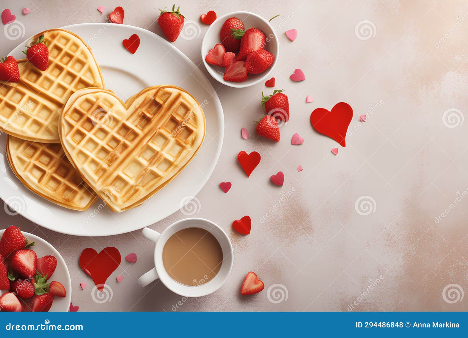 Heart-shaped Breakfast Waffles for Valentine S Day. Stock Illustration ...