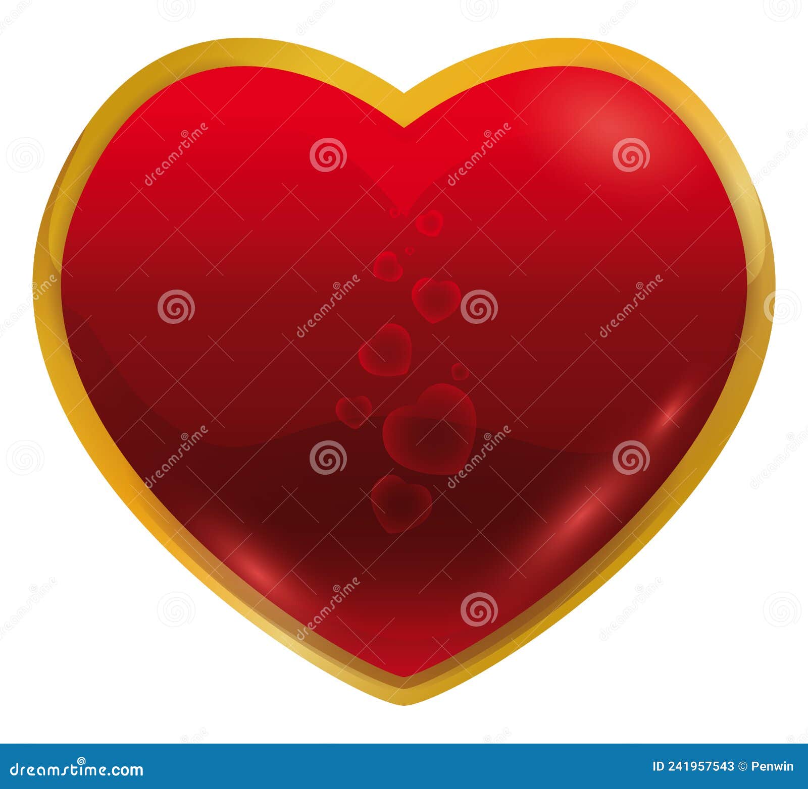 Heart Shaped Button with Golden Frame and Bubbles Inside it, Vector Illustration Stock Vector ...