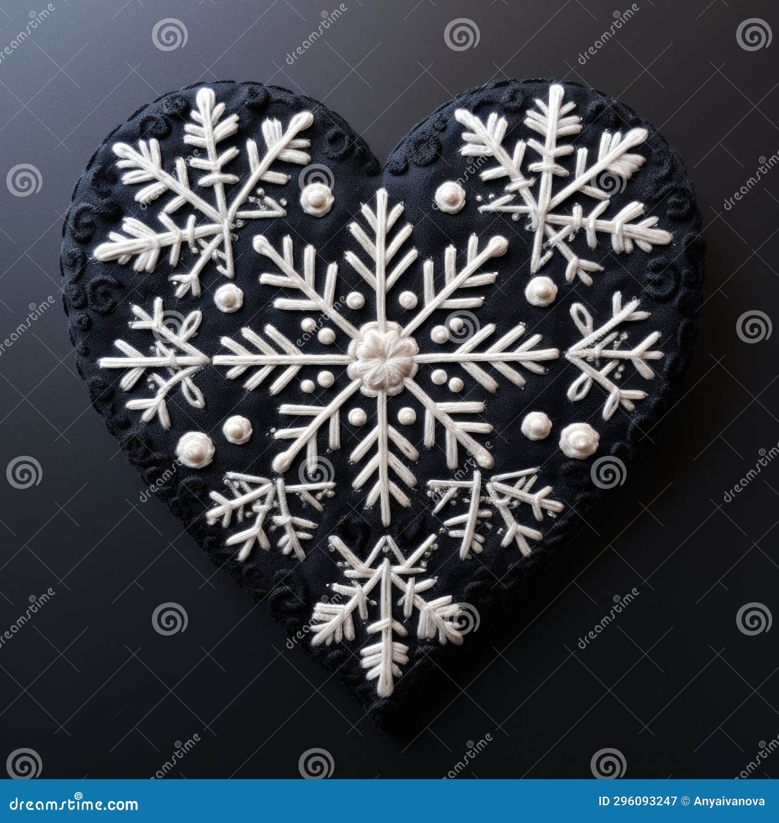A Heart Shaped Cake Decorated with Snowflakes Stock Image - Image of ...