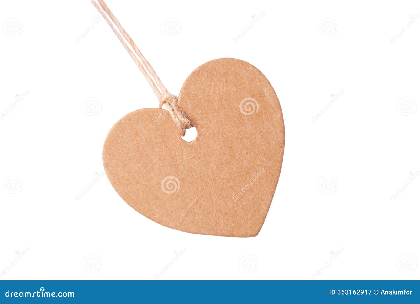 Heart-Shaped Cardboard Tag with Red String on White Background Stock ...