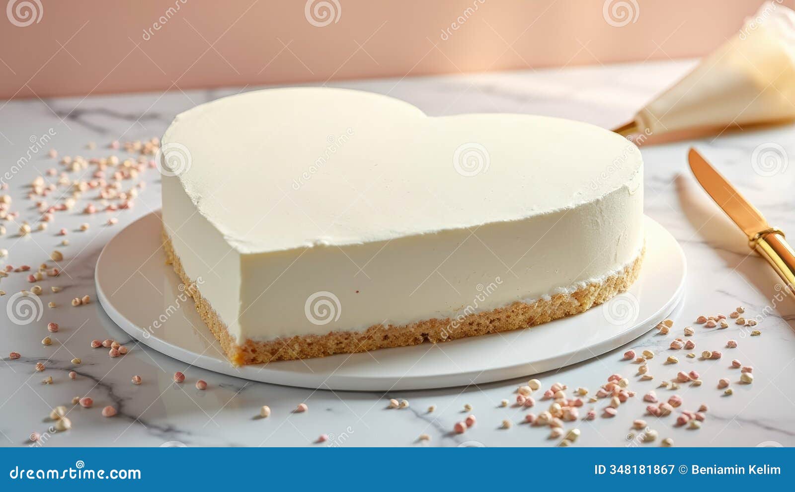 Heart-shaped Cheesecake on Marble Surface with Decorative Piping and ...