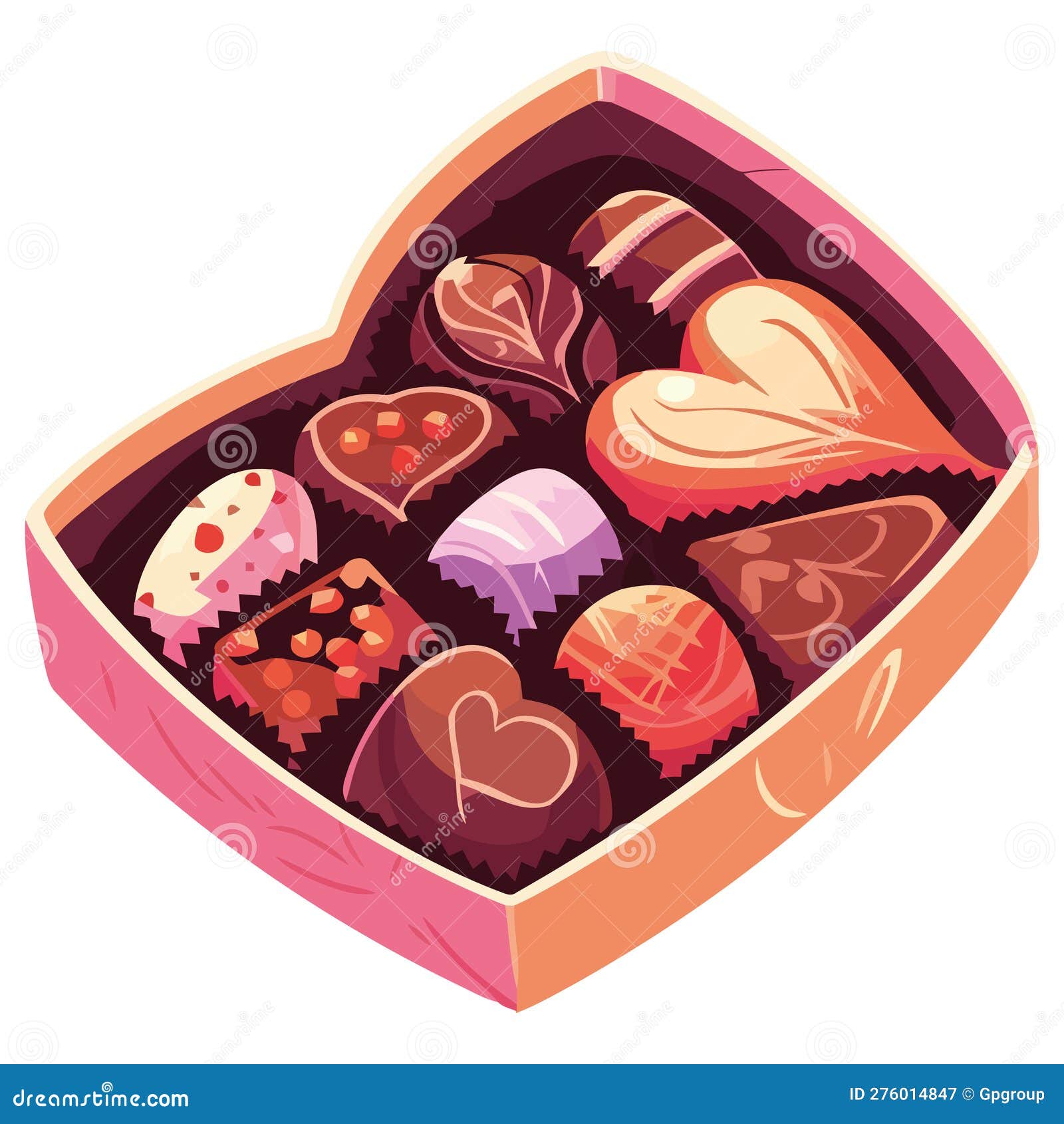 Heart shaped chocolate box stock vector. Illustration of sugar - 276014847