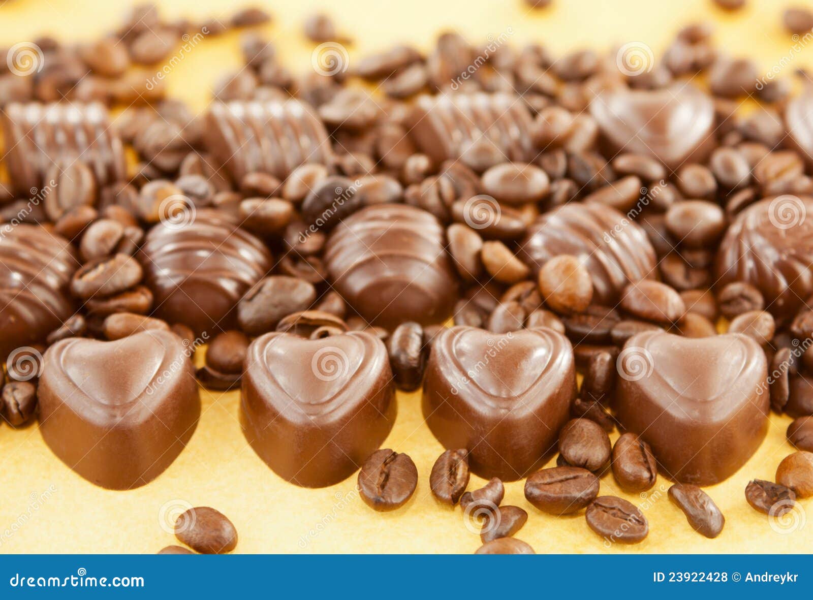 Heart Shaped Chocolate Candies and Coffee Beans Stock Photo - Image of ...