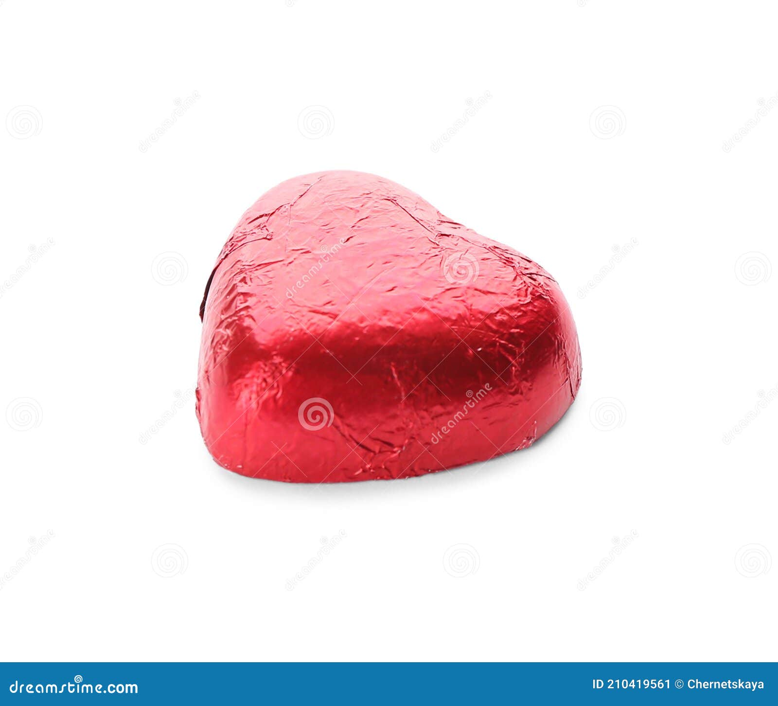 Heart Shaped Chocolate Candy in Red Foil Isolated on White Stock Image ...