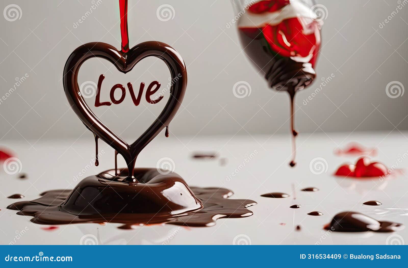 A Heart Shaped Chocolate Heart is Hanging from a String Above a Table ...