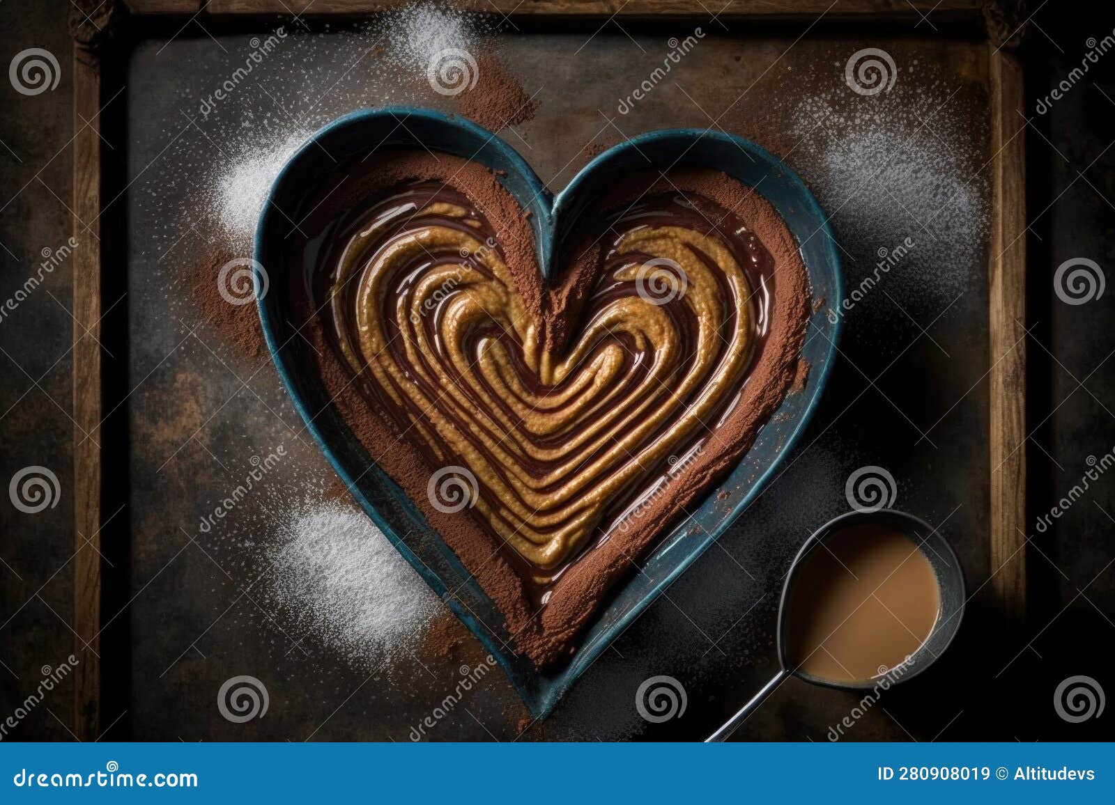 Heart-shaped Churros in a Pool of Hot Chocolate Stock Illustration ...