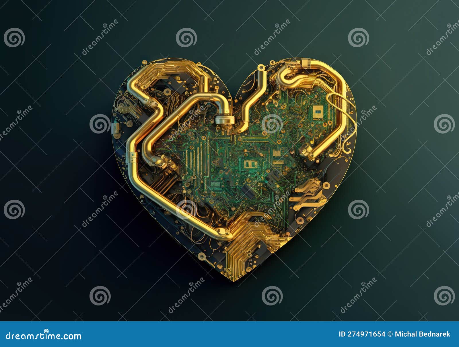 Heart Shaped Circuit Board, Generative Ai Stock Illustration ...