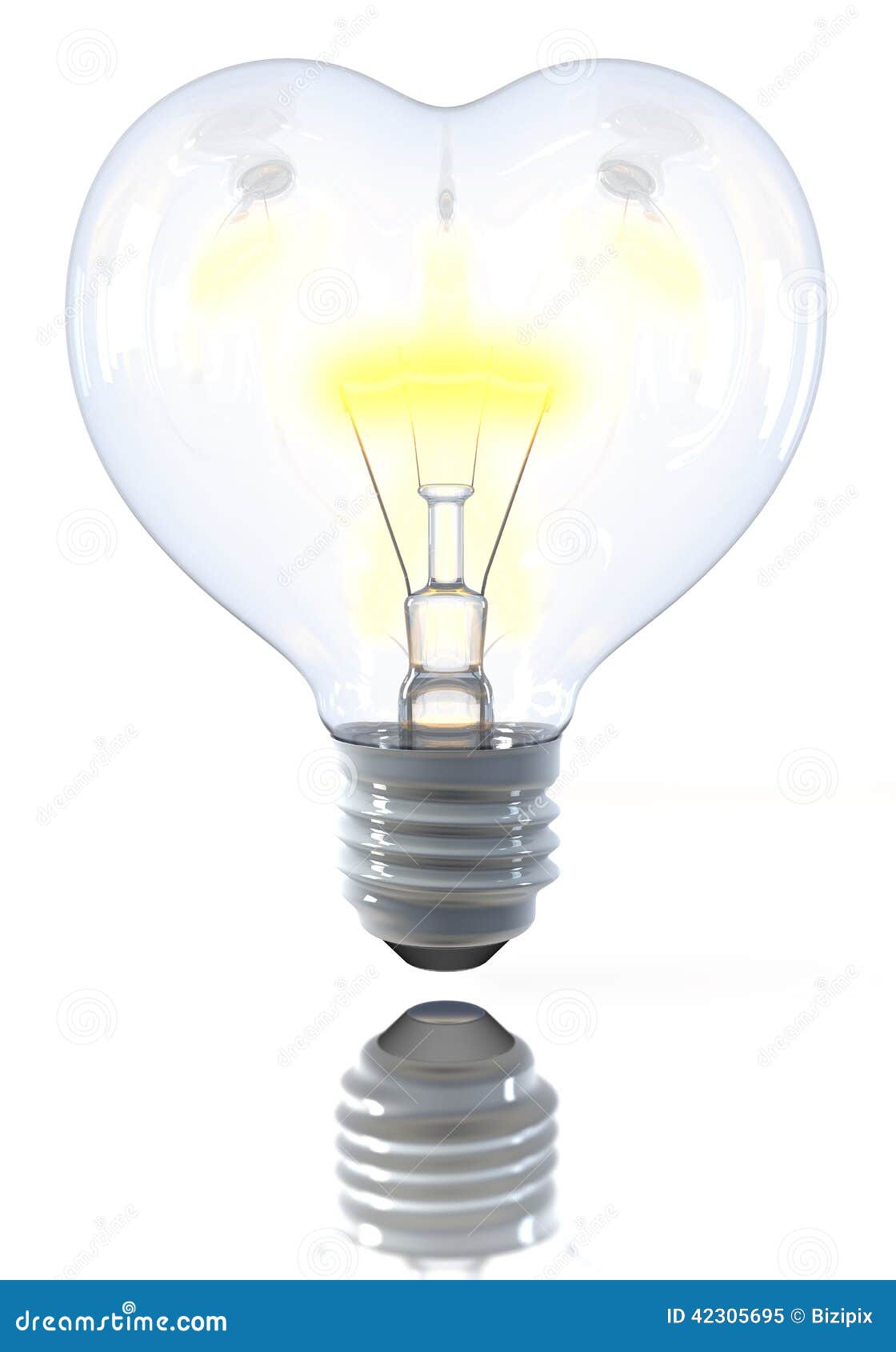 Heart Shaped Classical Light Bulb, Switched on Stock Illustration ...