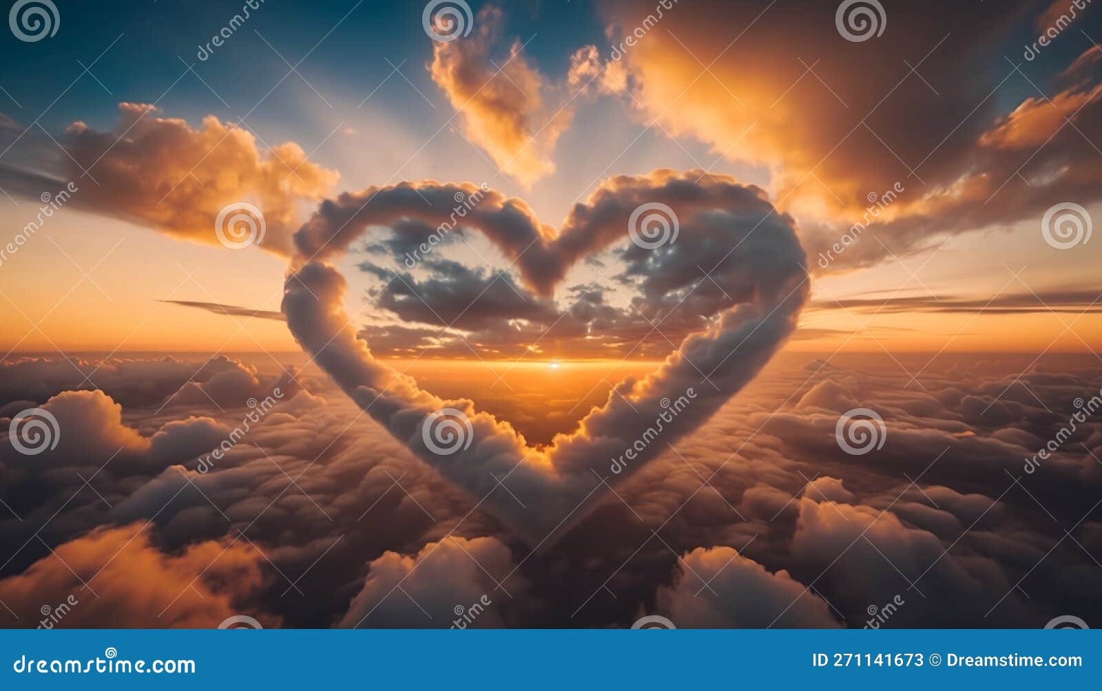 Heart Shaped Cloud in the Evening Sky Stock Illustration - Illustration ...