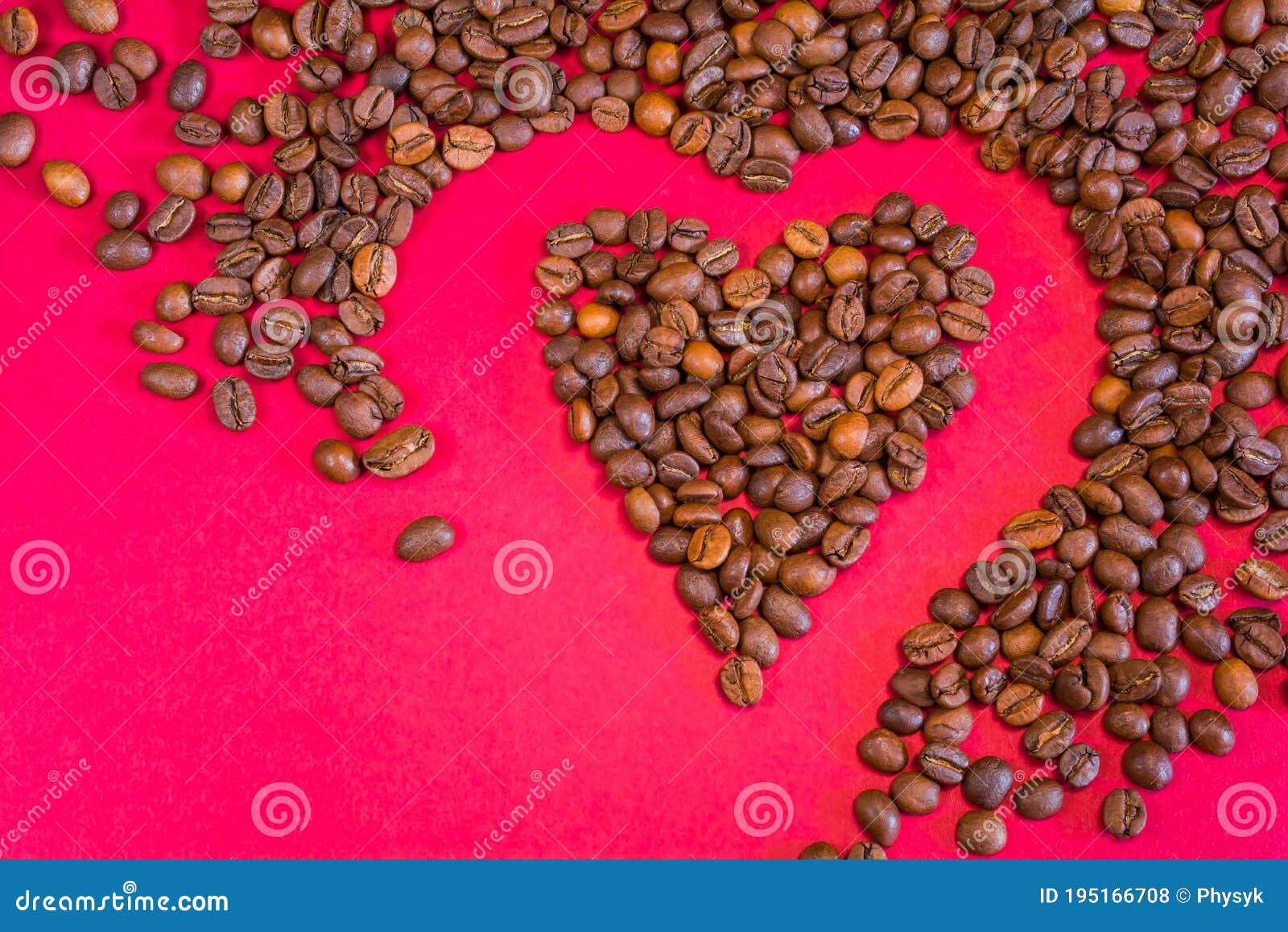 Heart Shaped Coffee Beans on a Crimson Background Stock Photo - Image ...