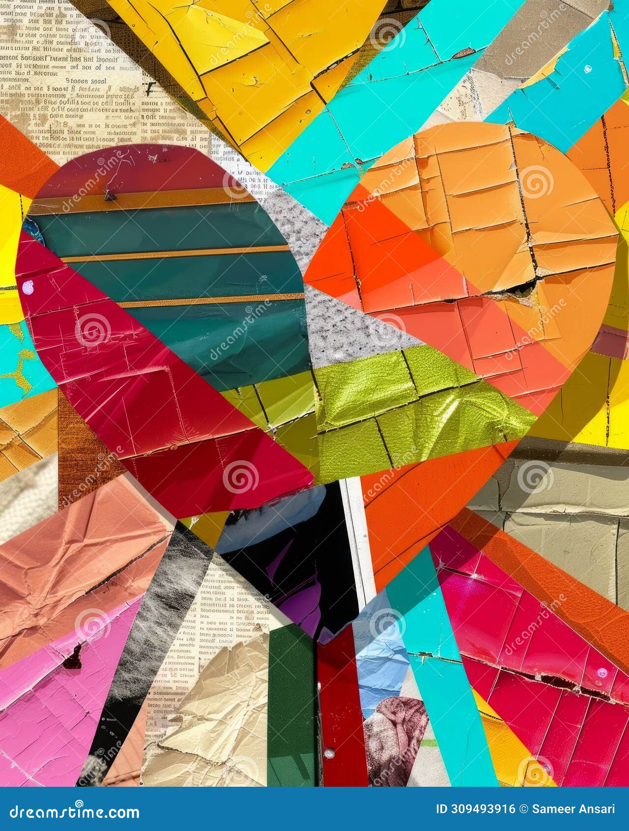 A Heart Shaped Collage of Various Articles, Modern Collage Art Stock ...