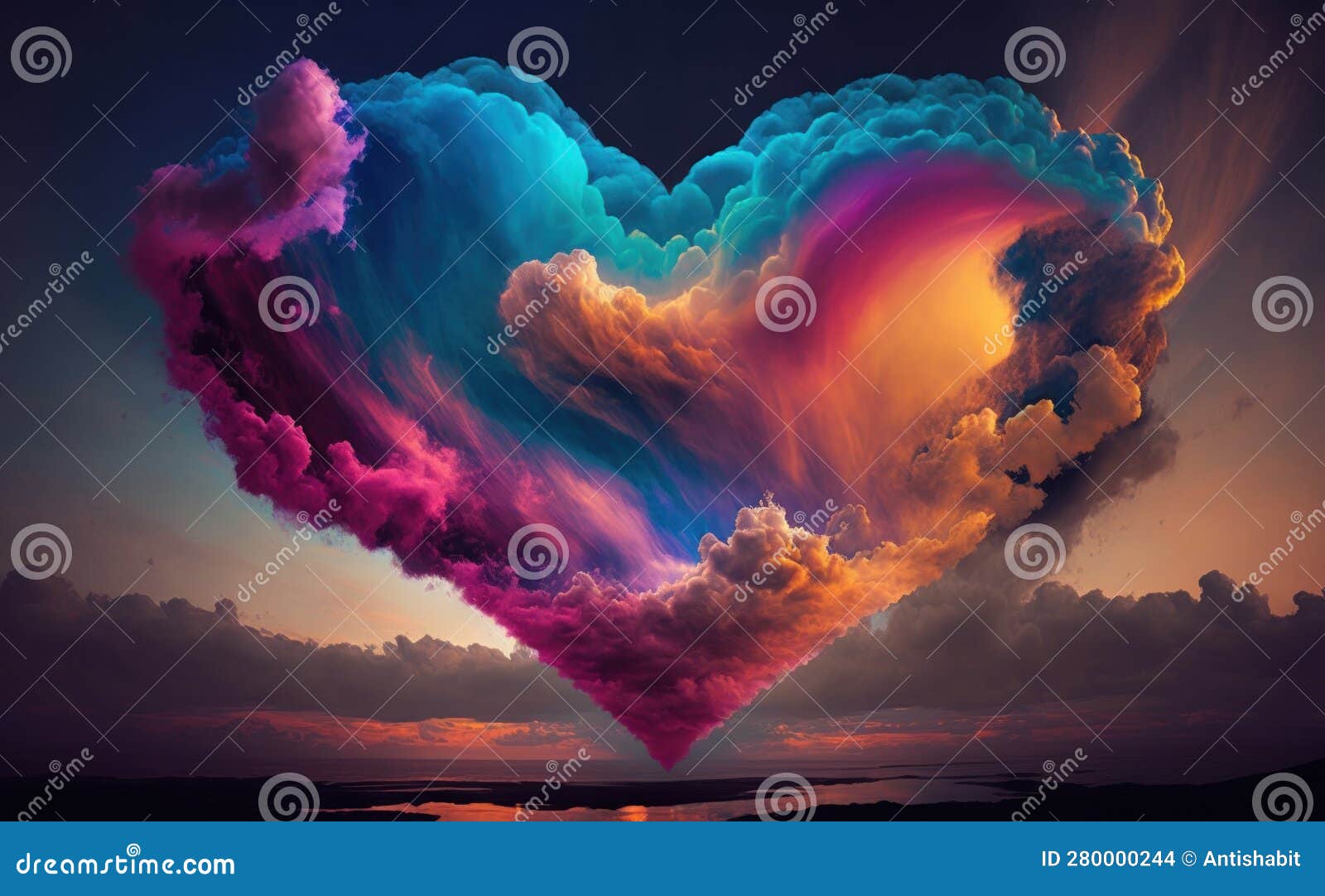 Heart Shaped Colorful Cloud Stock Illustration - Illustration of ...