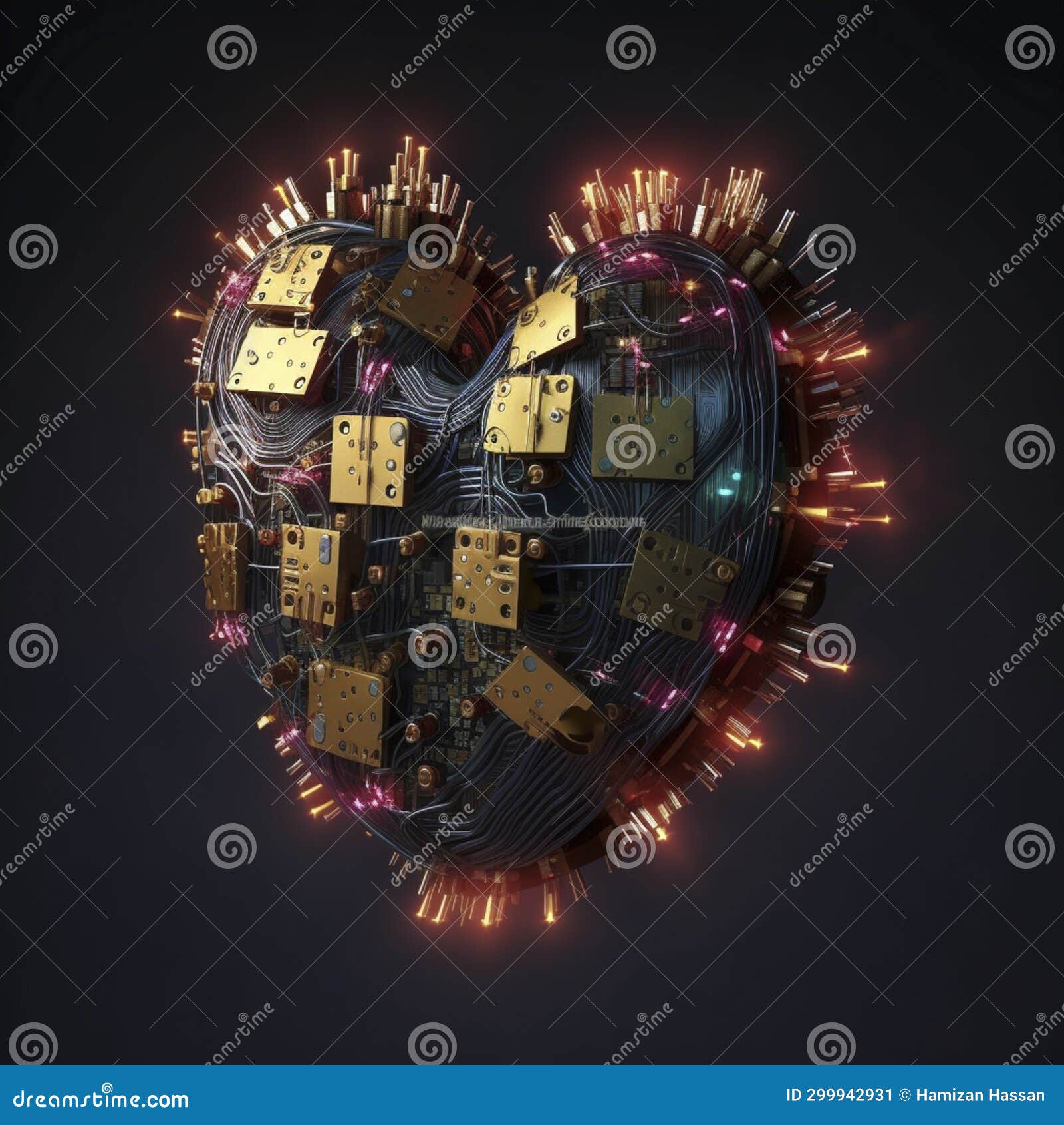 A Heart-shaped from Computer Chips and Cables, Symbolizing ...