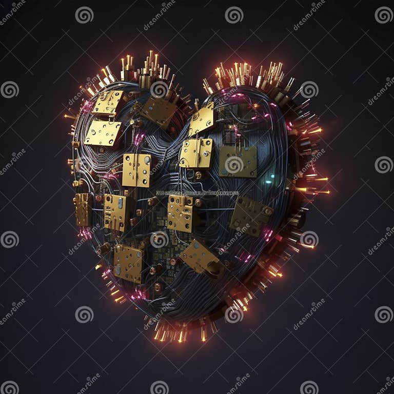 A Heart-shaped from Computer Chips and Cables, Symbolizing ...