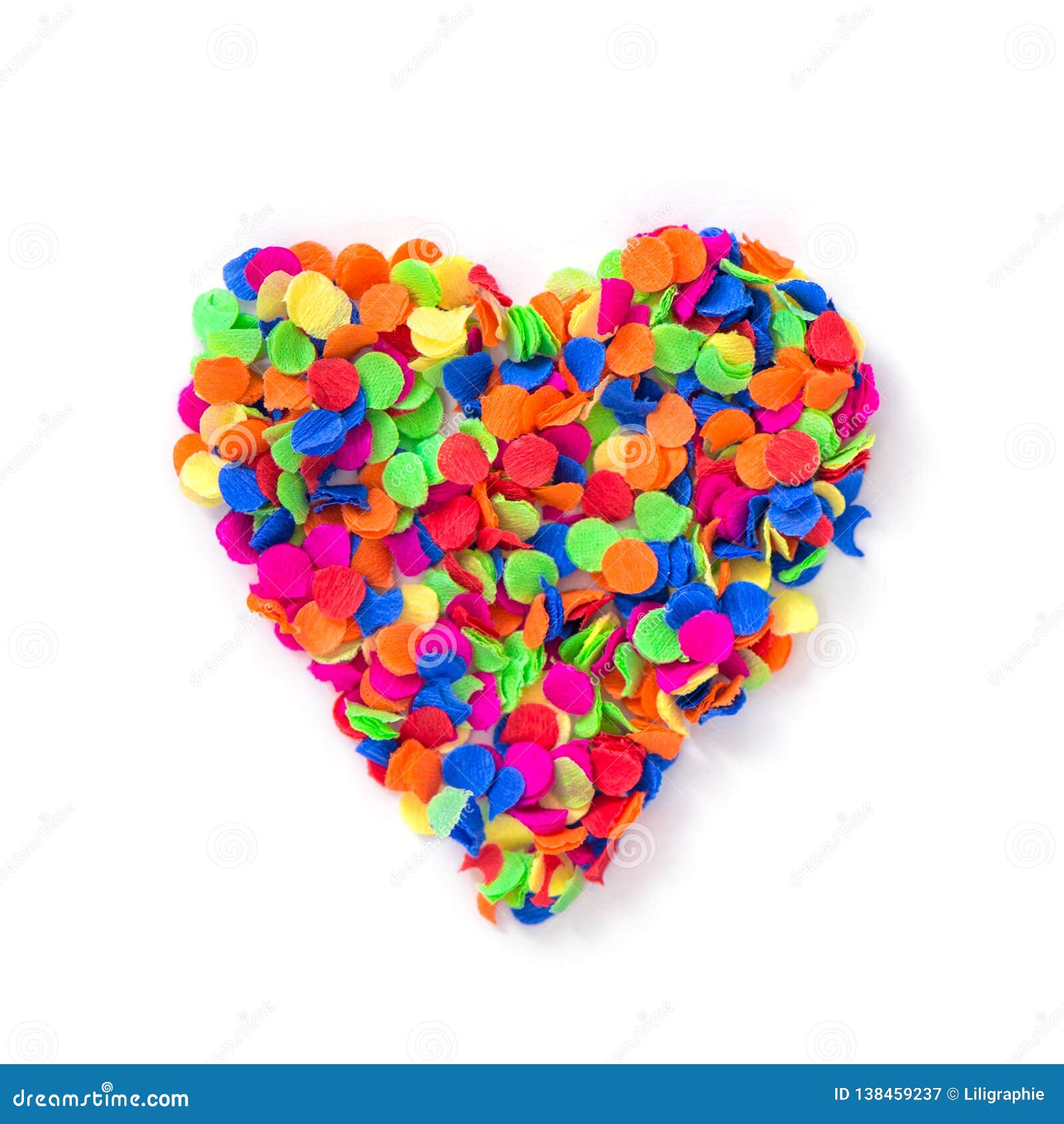 Heart Shaped Confetti White Background Carnival Decoration Stock Image ...