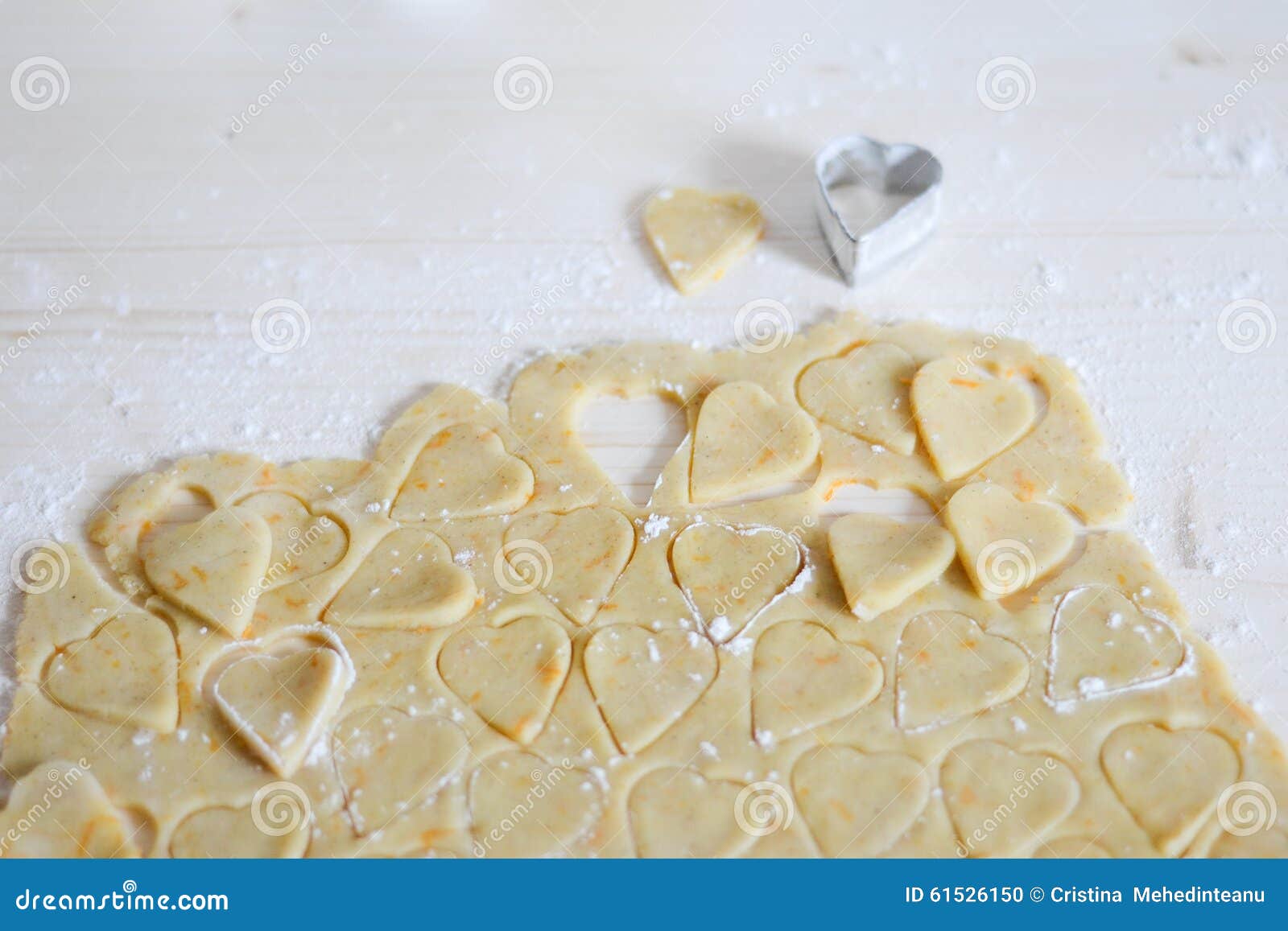 Heart shaped cookie dough stock photo. Image of heart - 61526150