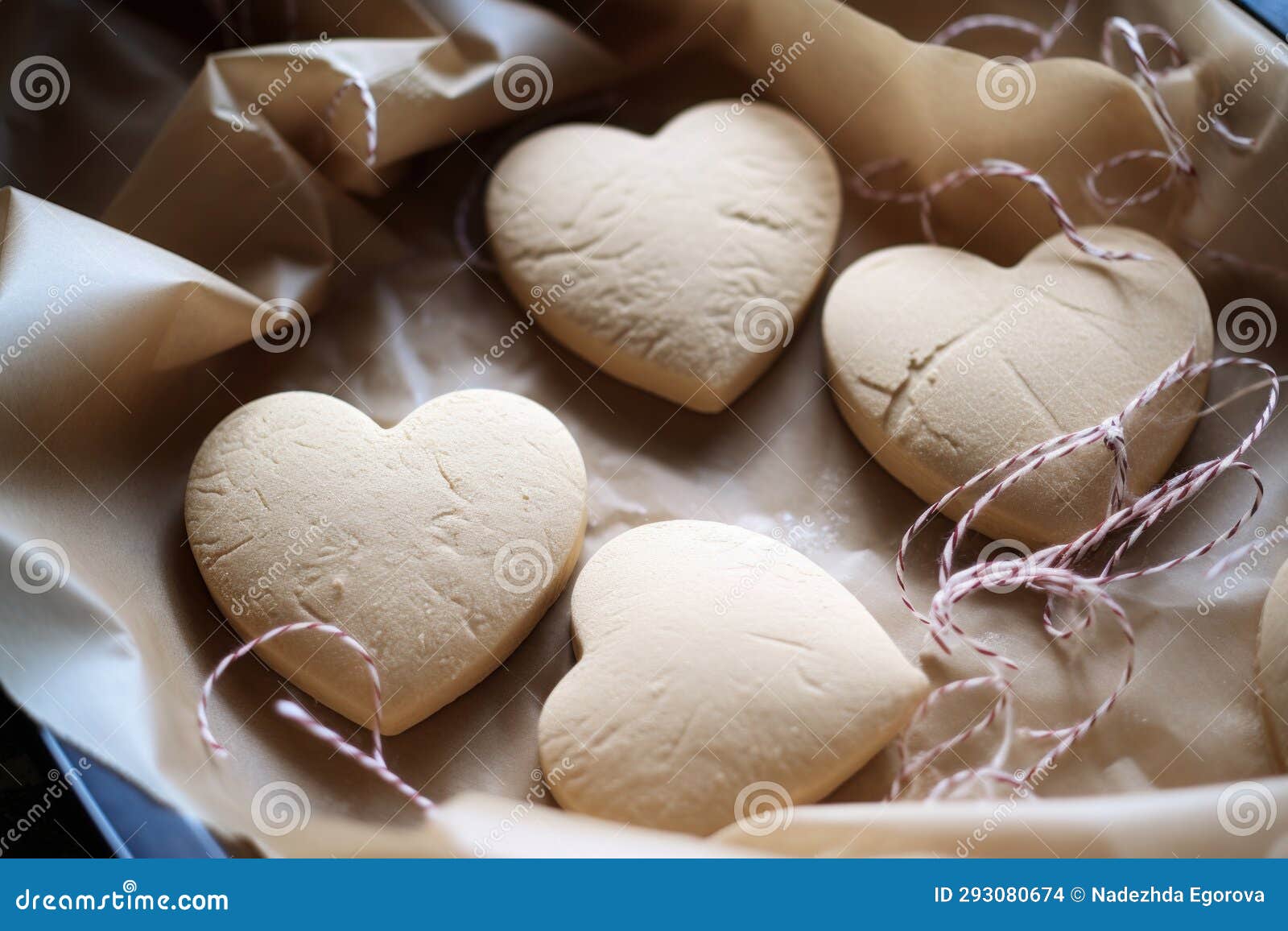Heart Shaped Cookies on Baking Parchment Paper Stock Illustration ...