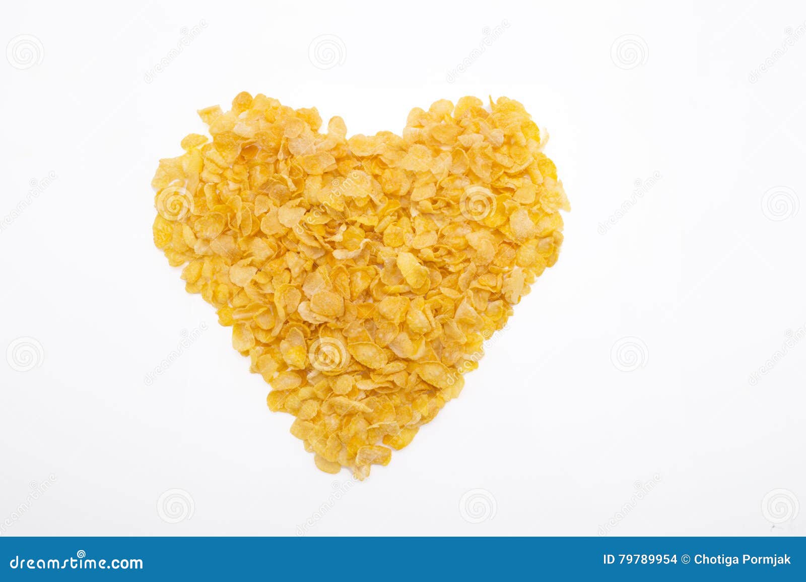 Heart Shaped Corn Flakes Behind Simple White Background Stock Photo ...