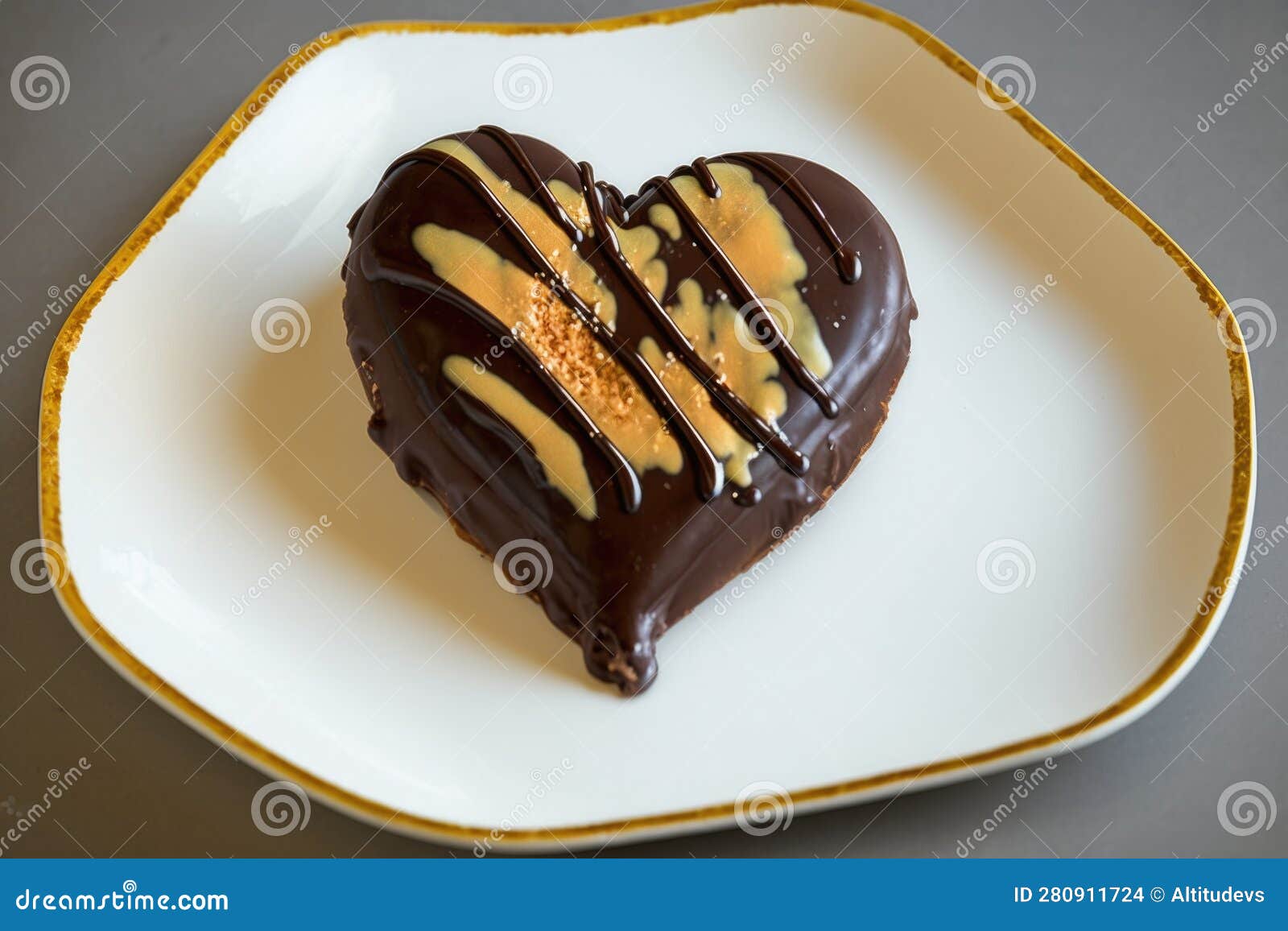 Heart-shaped Croissant with Chocolate or Almond Paste on a White Plate ...