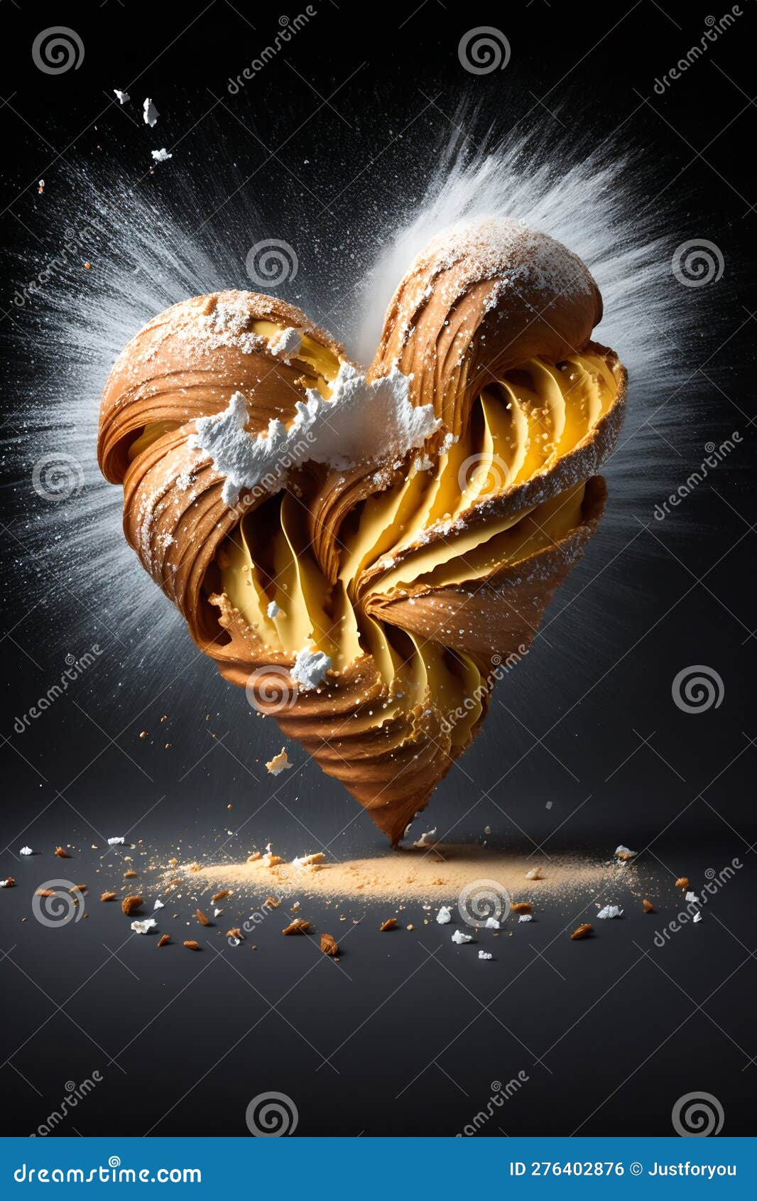 Heart Shaped Croissant Explosion Splash. Generative Ai Stock ...