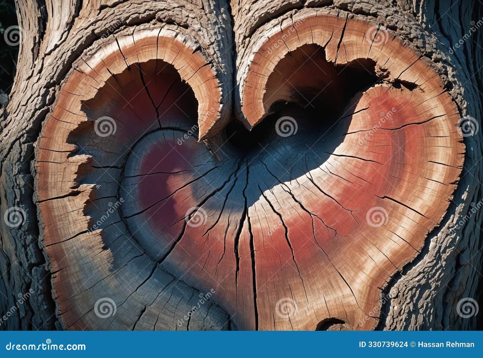 A Heart-shaped Cross-section of a Tree Trunk Stock Illustration ...
