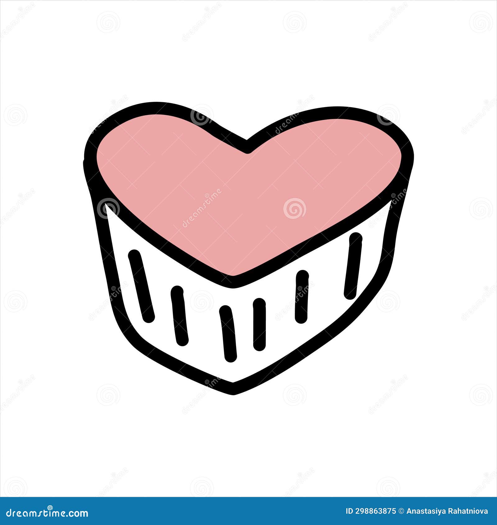 Heart-shaped Cupcake Vector Doodle Illustration Stock Vector ...