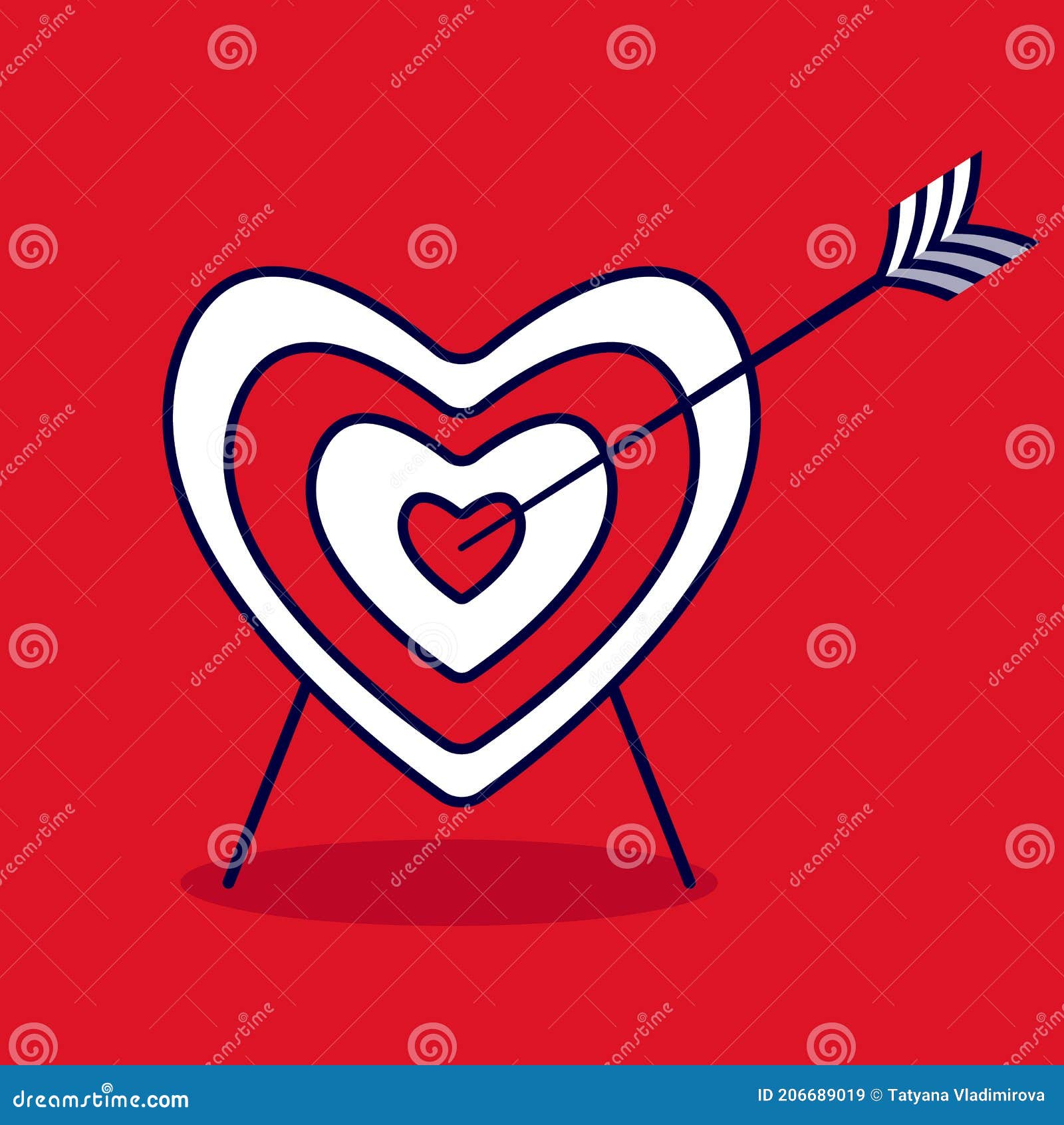 Heart Shaped Dart Board with an Arrow Hitting the Very Middle. Stock ...